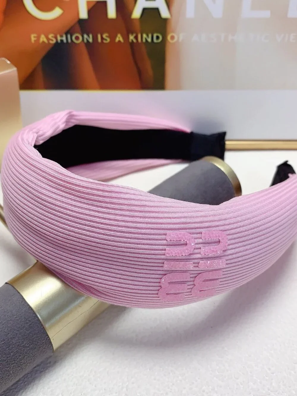 Miu Miu | Accessories | Miumiu Classic Logo Headband Pink Gentle Style ...